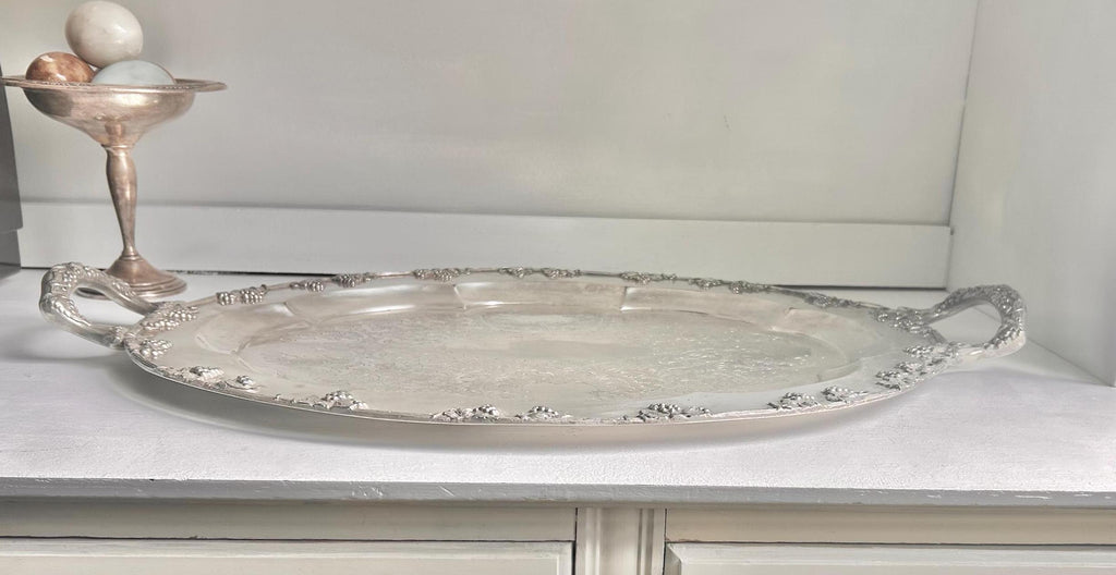 Vintage Silverplated Tray: Copper Core, Grapevine Rim, 24-inch – Silver ...